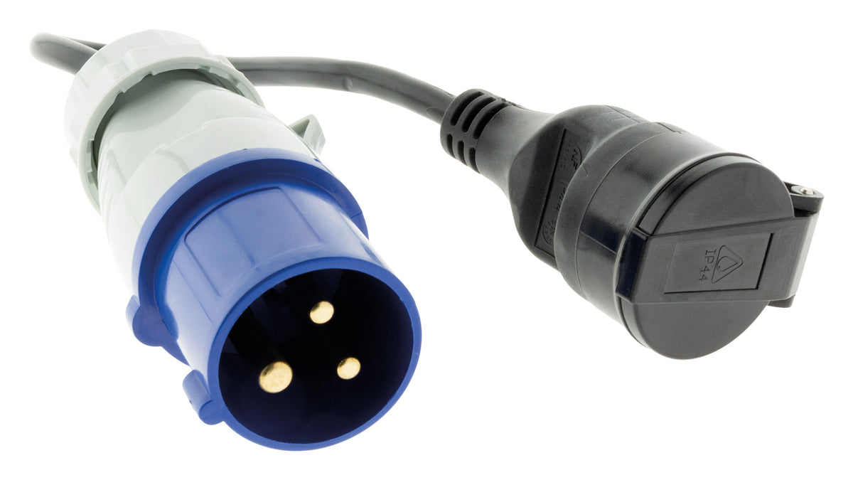 Adaptateur femelle 16A 2P+T en mâle CEE17 - Bleu - Zenitech – Enexo PRO