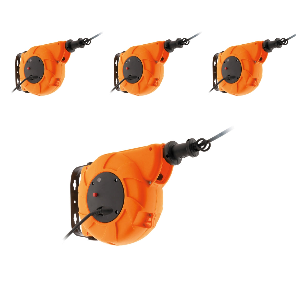 Lot de 4 enrouleurs muraux câble HO5VV-F 3G1mm² 11m + 2m - Orange - Ze ...